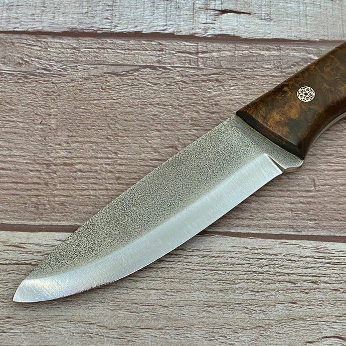 Full Tang Scandi Bohler N690 Steel Bushcraft Knife with Walnut Wood Ha ...